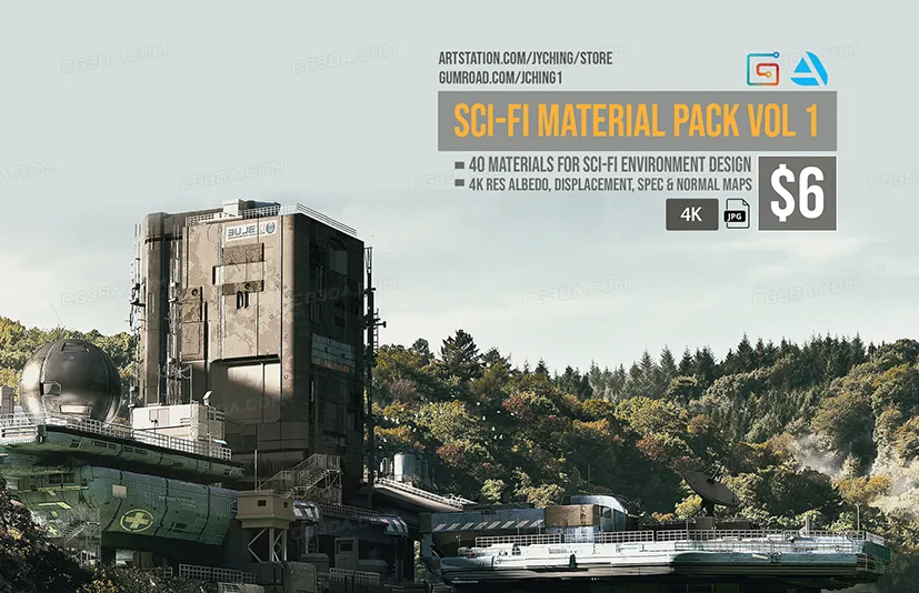 40组科技风格金属凹凸贴图-40 Sci-Fi Materials for Environment Design - CG Trove